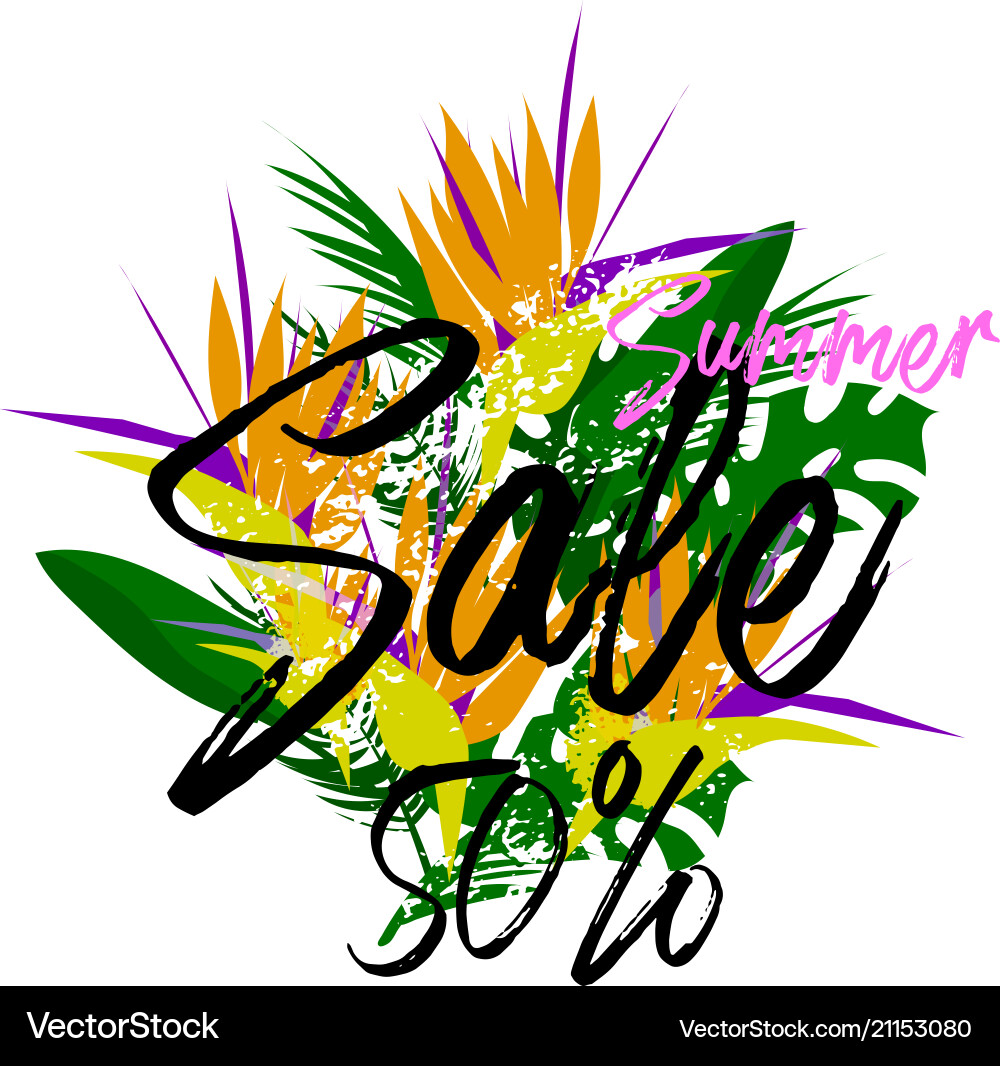 Tropical hawaiian horizontal flyer with palm Vector Image