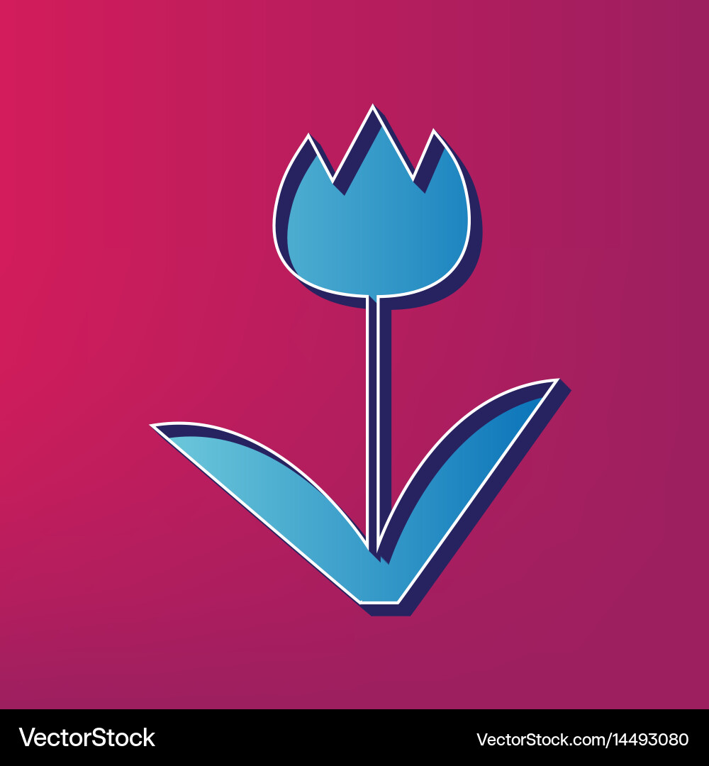 Tulip sign blue 3d printed icon on Royalty Free Vector Image