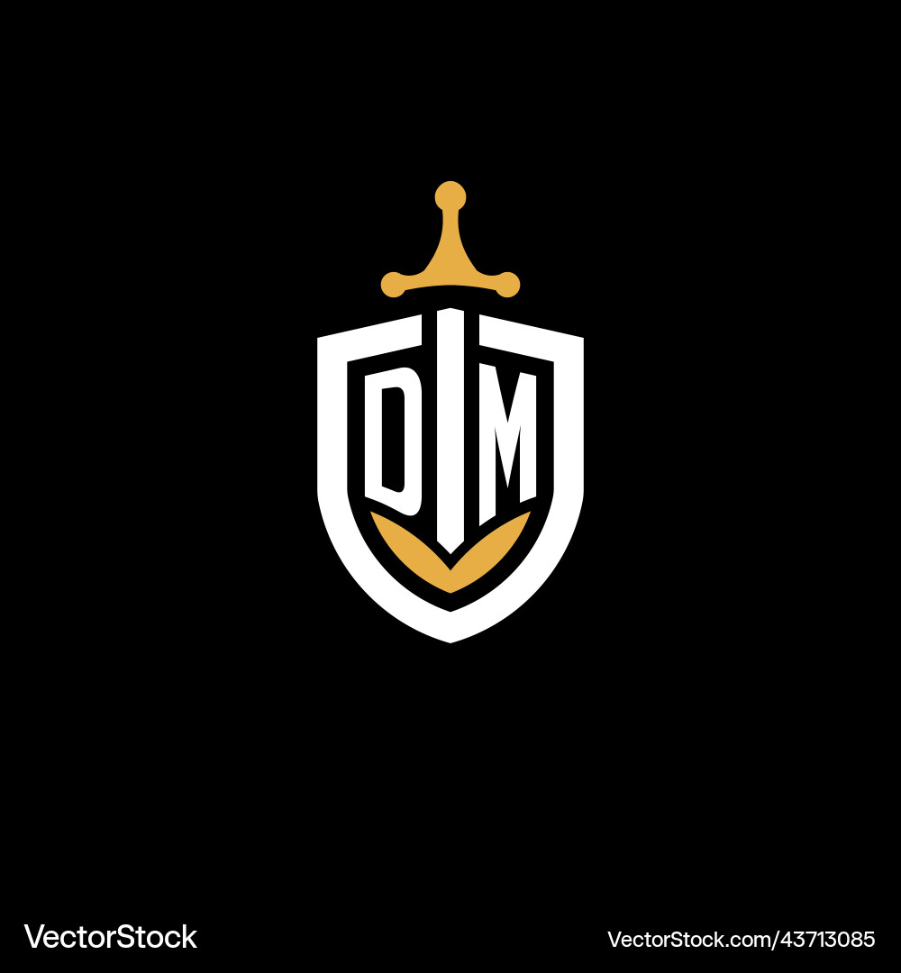 Creative letter dm logo gaming esport with shield Vector Image
