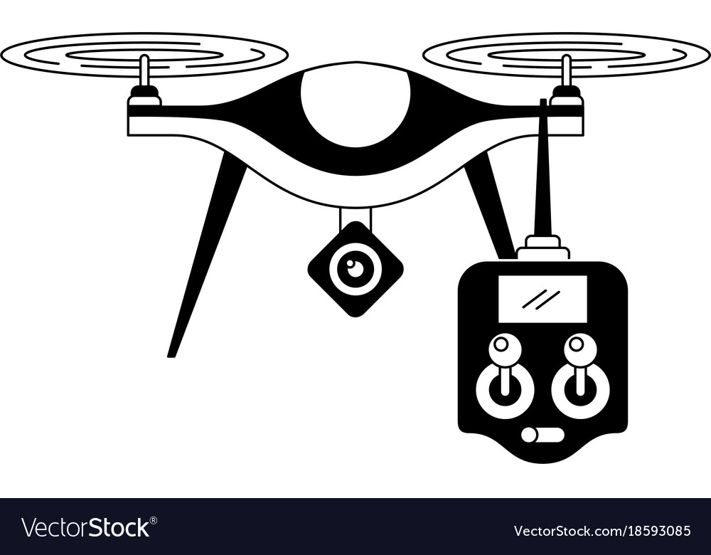 Drone with remote control device technologies Vector Image