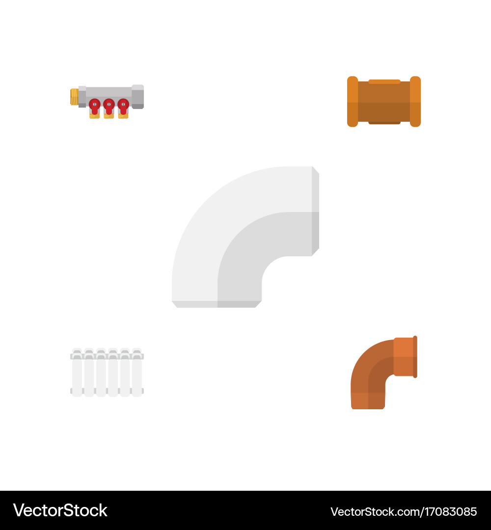 Flat icon pipeline set of iron radiator pipework Vector Image