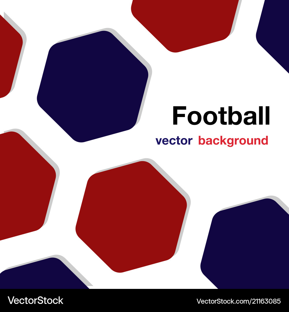Football red blue hexagon white background Vector Image
