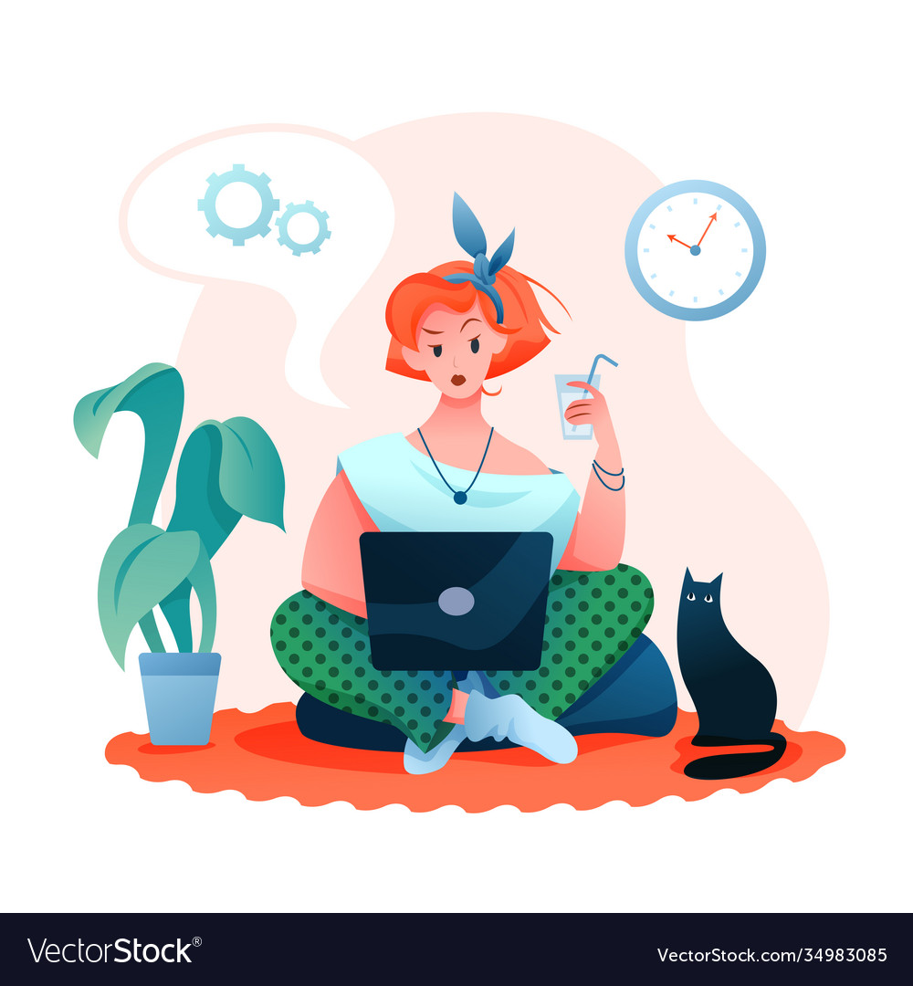 Freelance remote work flat Royalty Free Vector Image