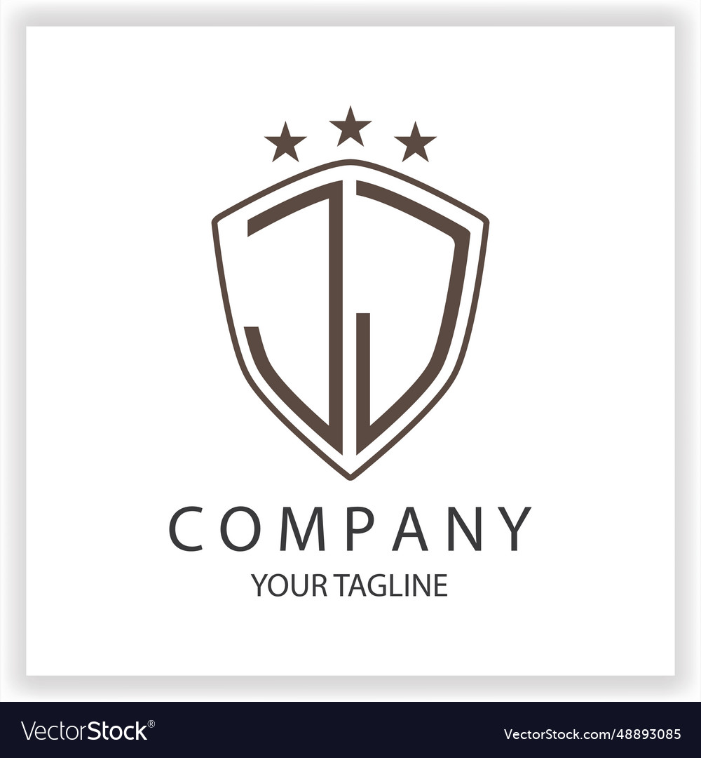 Jj logo monogram with shield shape isolated black Vector Image