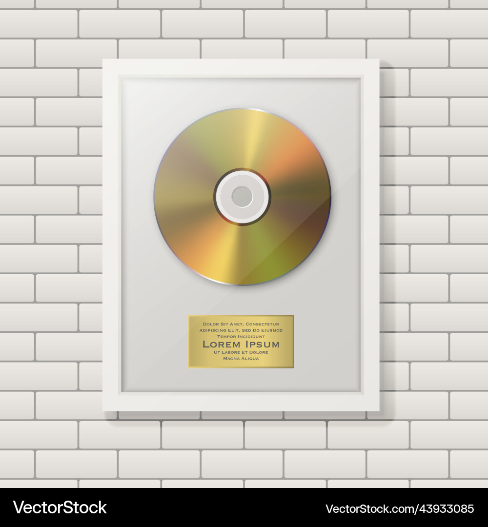 Realistic 3d golden yellow cd and label Royalty Free Vector