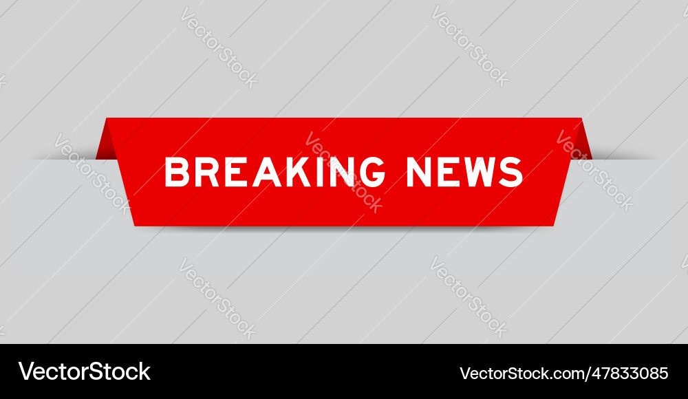 Red color inserted label with word breaking news Vector Image