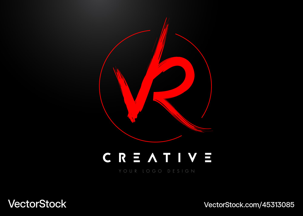 Red vr brush letter logo design artistic Vector Image