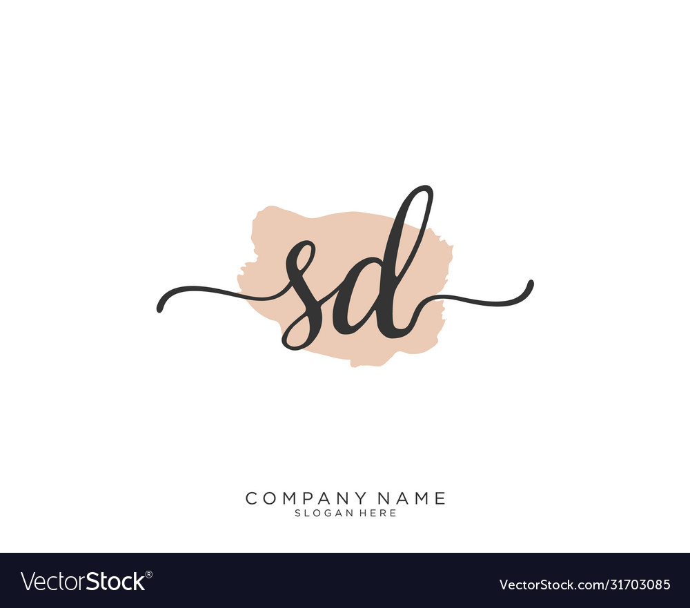 Sd initial handwriting logo design Royalty Free Vector Image