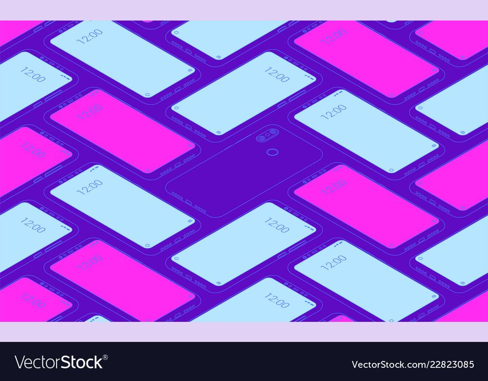 Smartphone seamless flat isometric pattern Vector Image