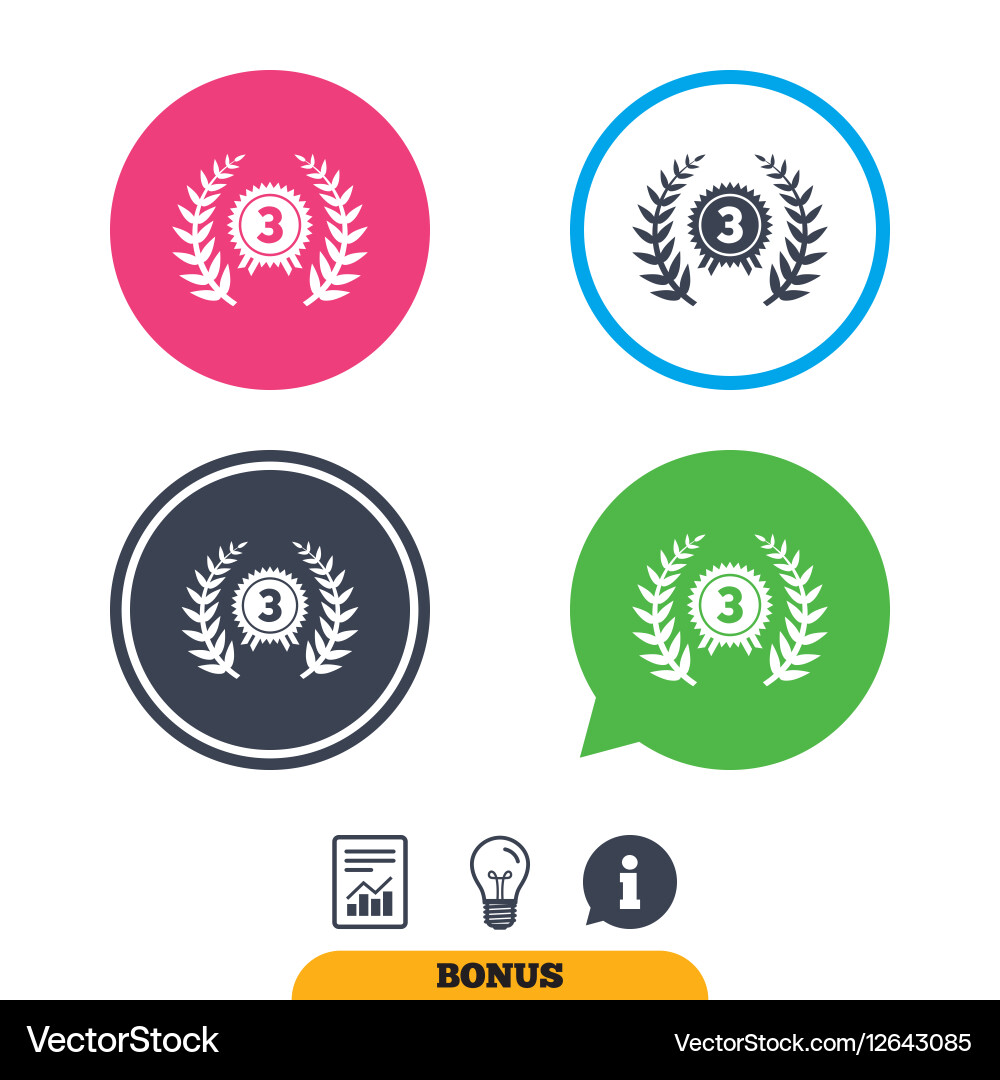 Third place award sign icon prize for winner Vector Image