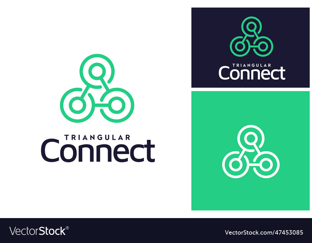 Triangular 3 dots three circle connected link logo