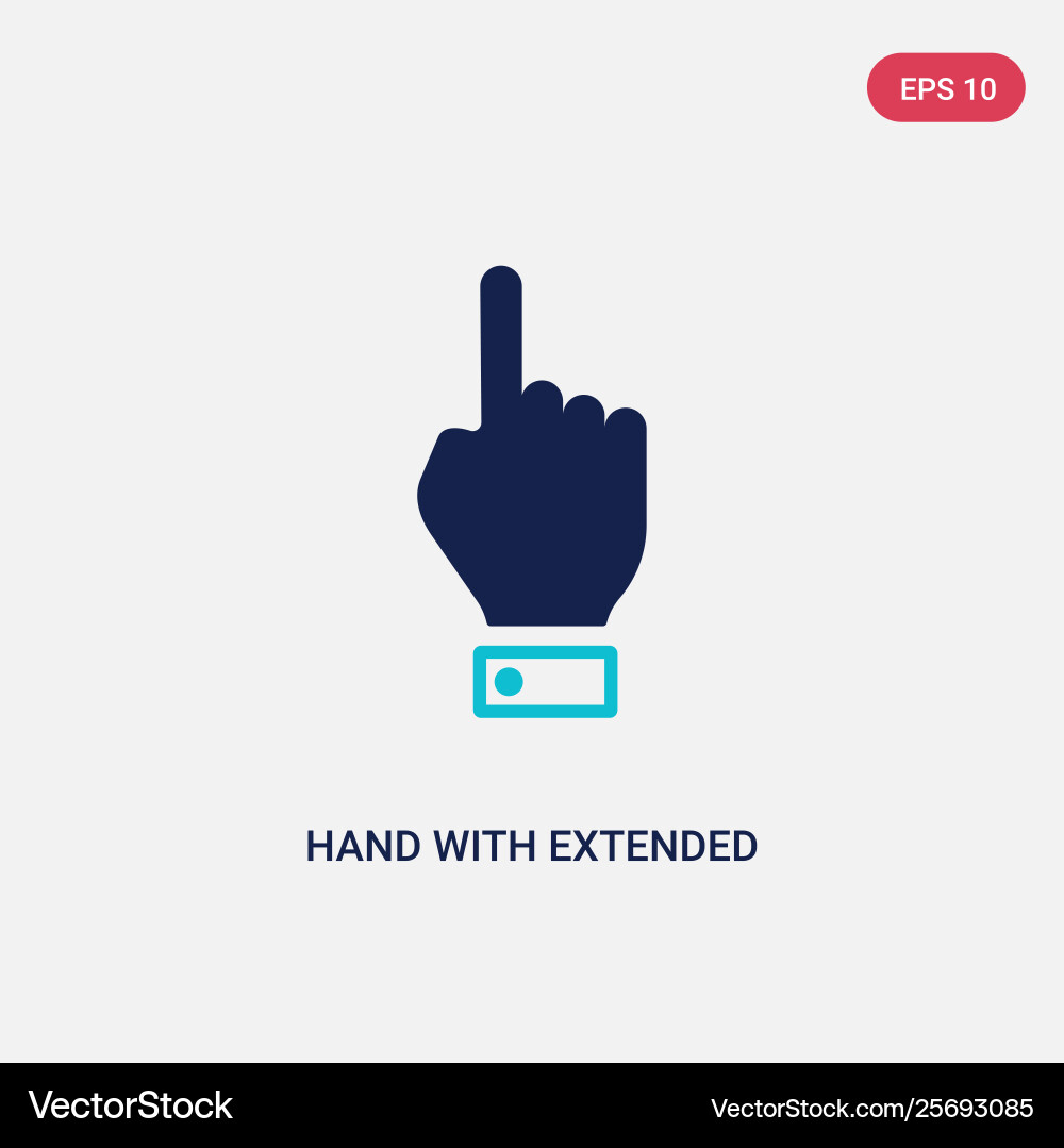 Two color hand with extended pointing finger icon Vector Image