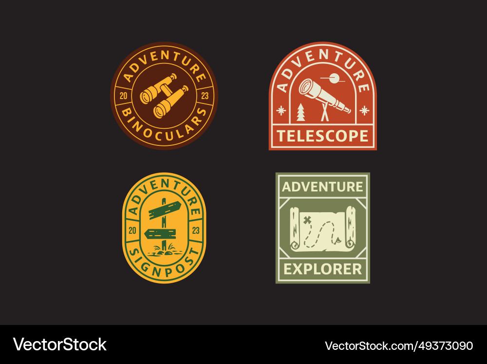 Binocular telescope signpost map badge logo Vector Image