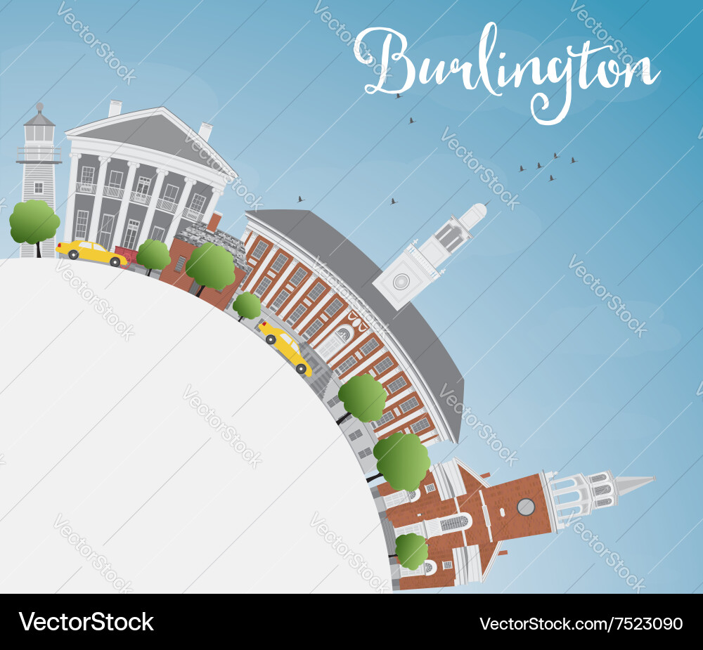 Burlington Vermont City Skyline Royalty Free Vector Image