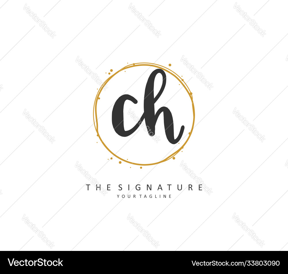 C h ch initial letter handwriting and signature Vector Image