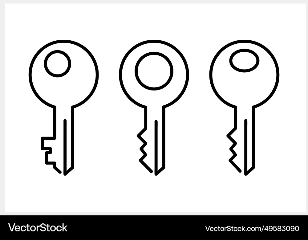 Doodle key icon isolated hand drawn art line Vector Image
