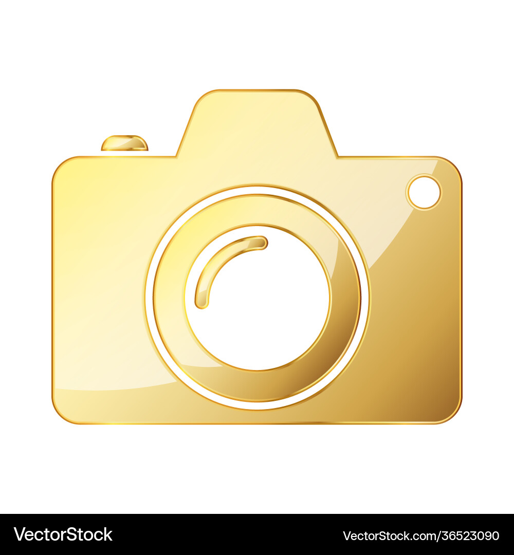 Photo camera icon gold camera icon isolated Vector Image