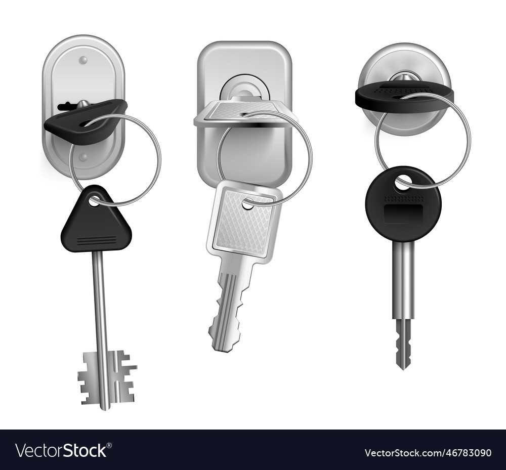 Realistic keys keyholes icon set Royalty Free Vector Image Realistic keys keyholes icon set Royalty Free Vector Image