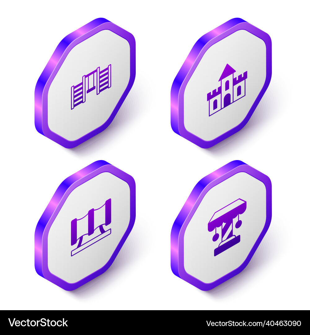 Set isometric swedish wall sand castle kid Vector Image