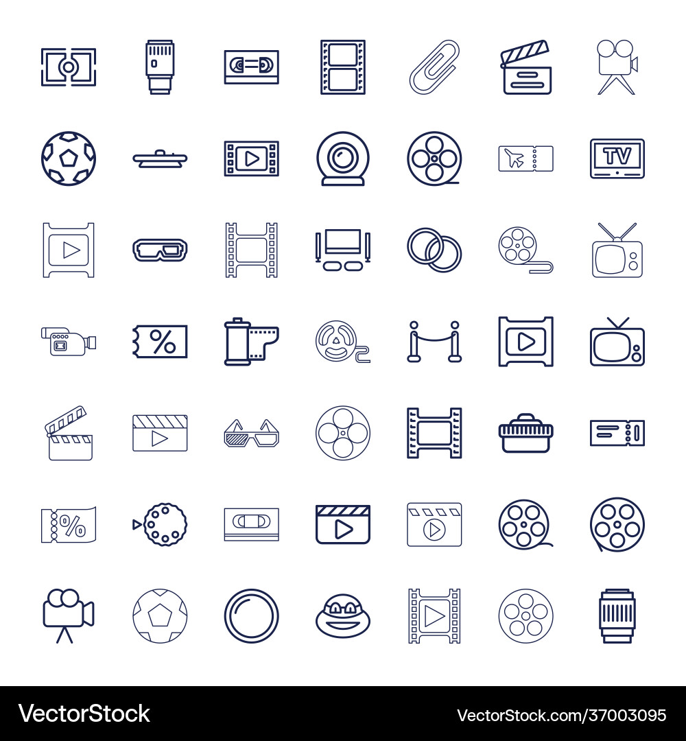 49 movie icons Royalty Free Vector Image - VectorStock