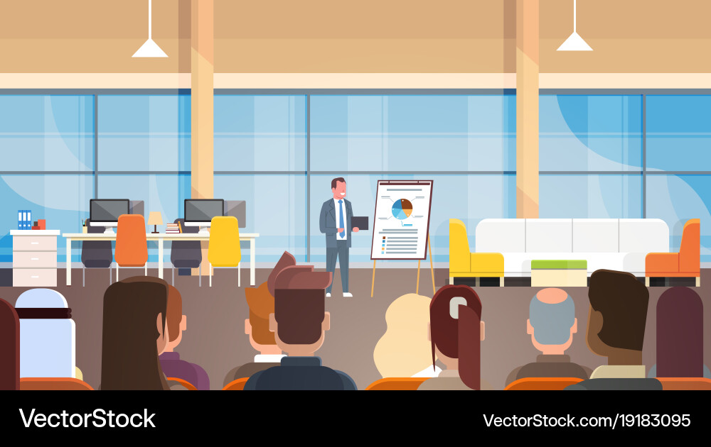Business man giving presentation or report Vector Image
