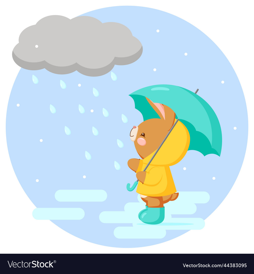 Cute bunny with umbrella Royalty Free Vector Image