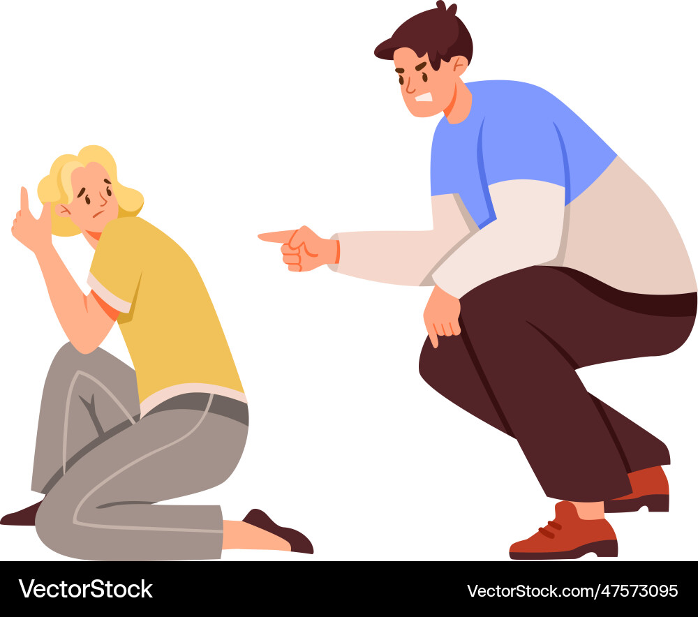 Domestic violence and human aggression with man Vector Image