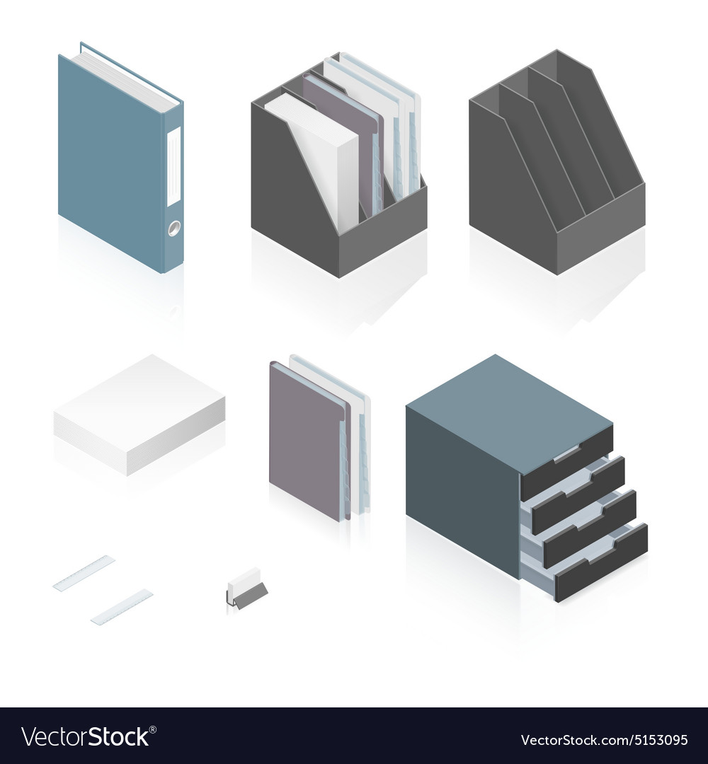Files folders paper stack storage boxes Royalty Free Vector