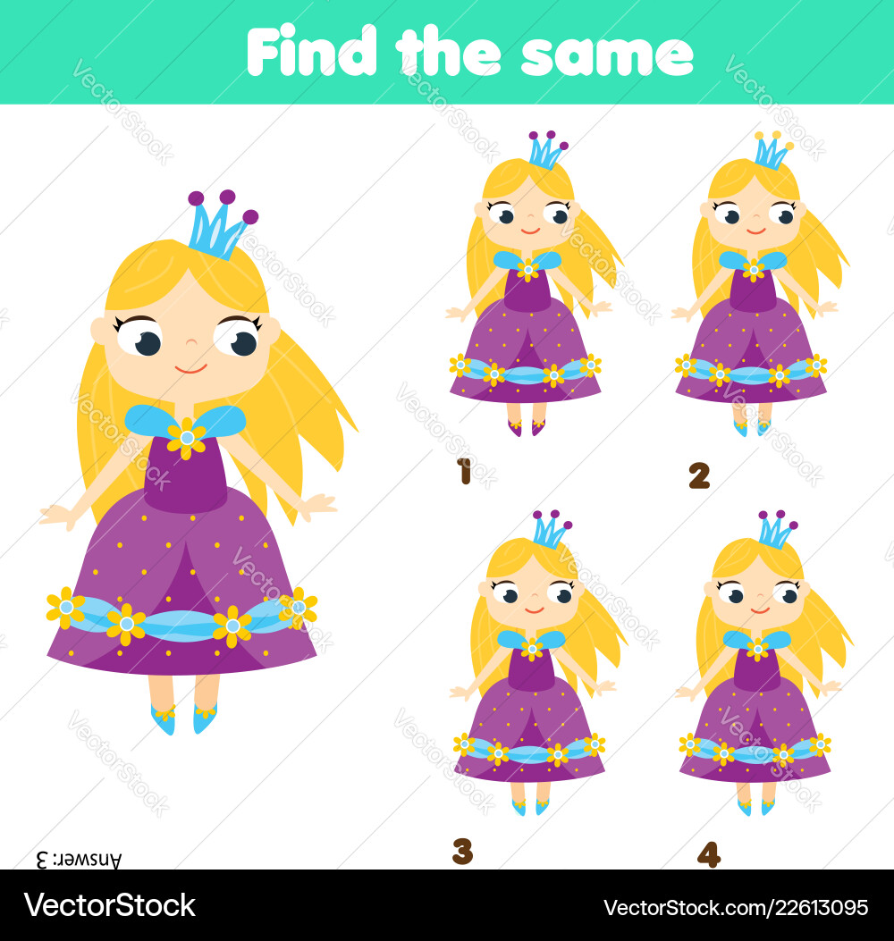 Find the same pictures children educational game Vector Image