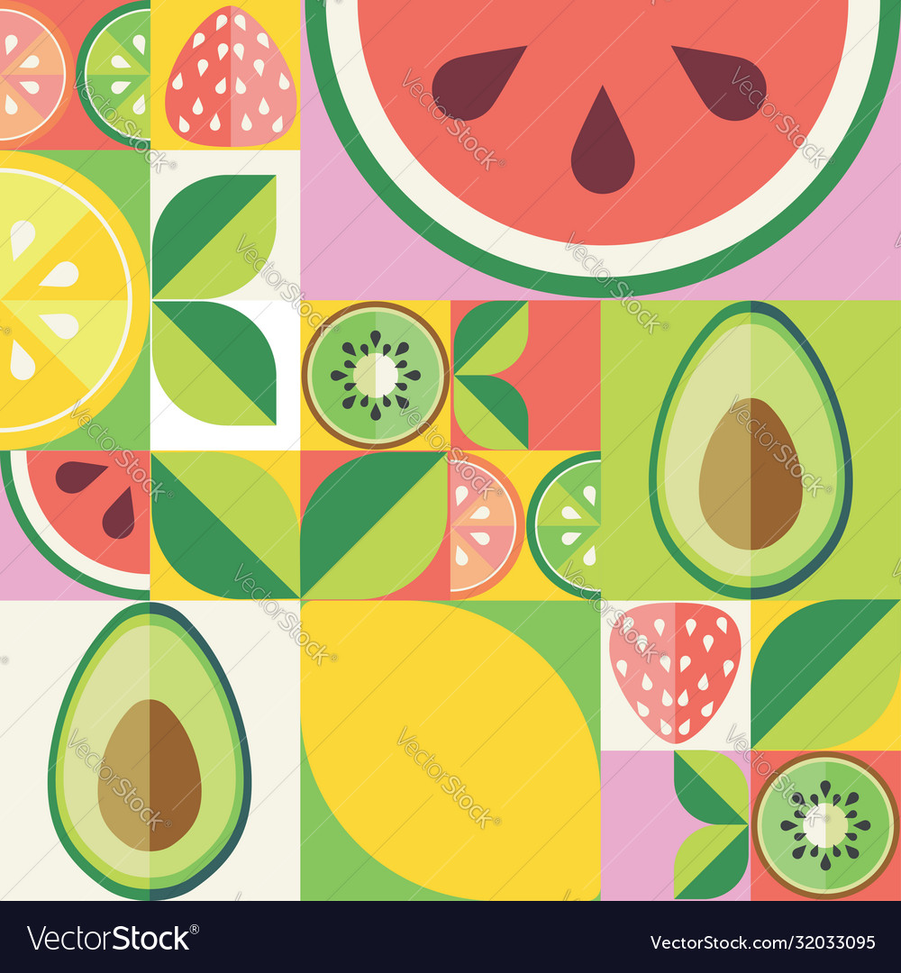 Flat fruit pattern Royalty Free Vector Image - VectorStock