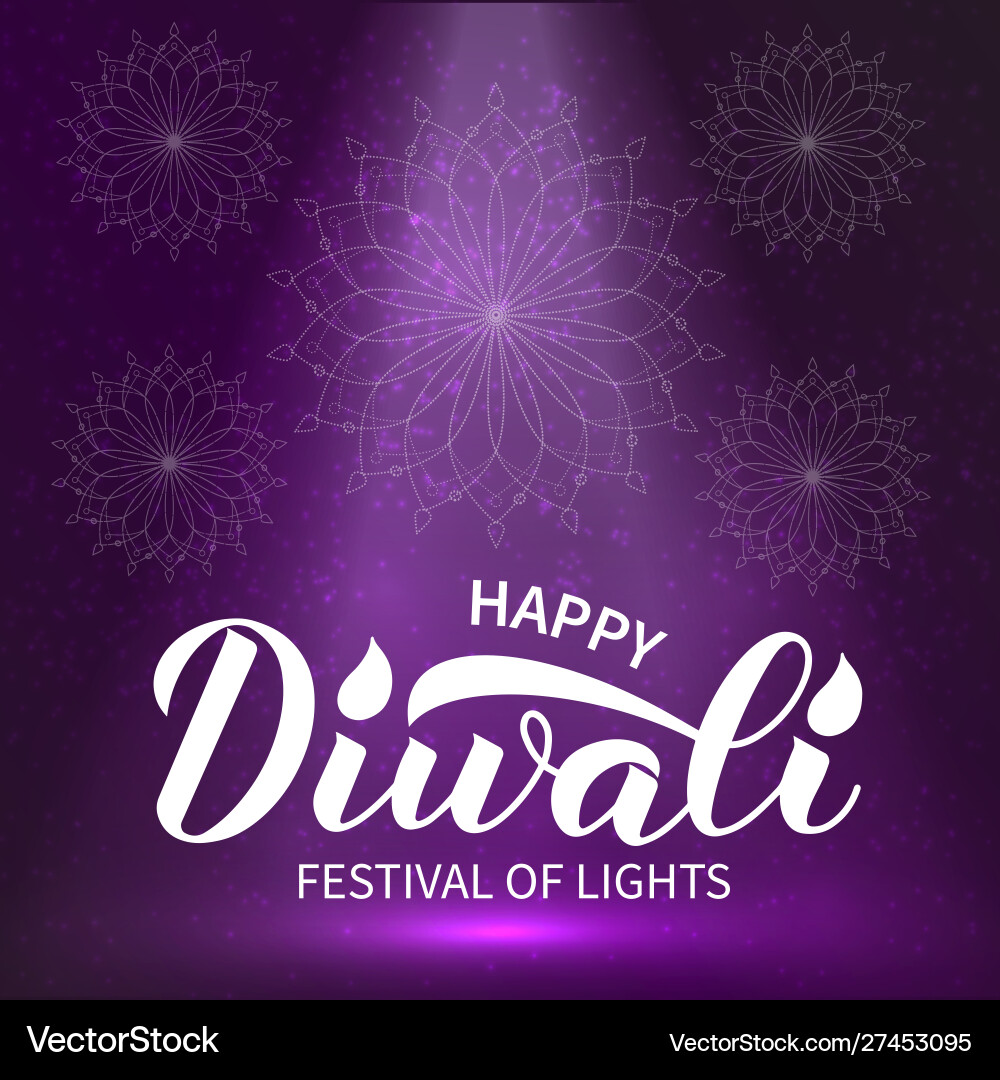 Happy diwali calligraphy hand lettering Royalty Free Vector