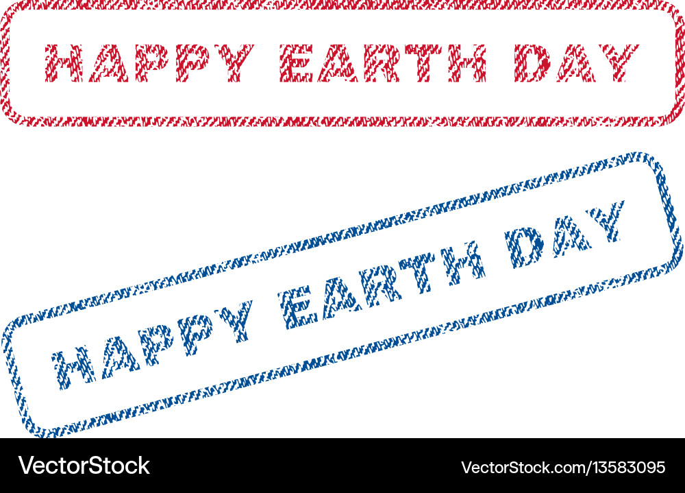 Happy earth day textile stamps Royalty Free Vector Image
