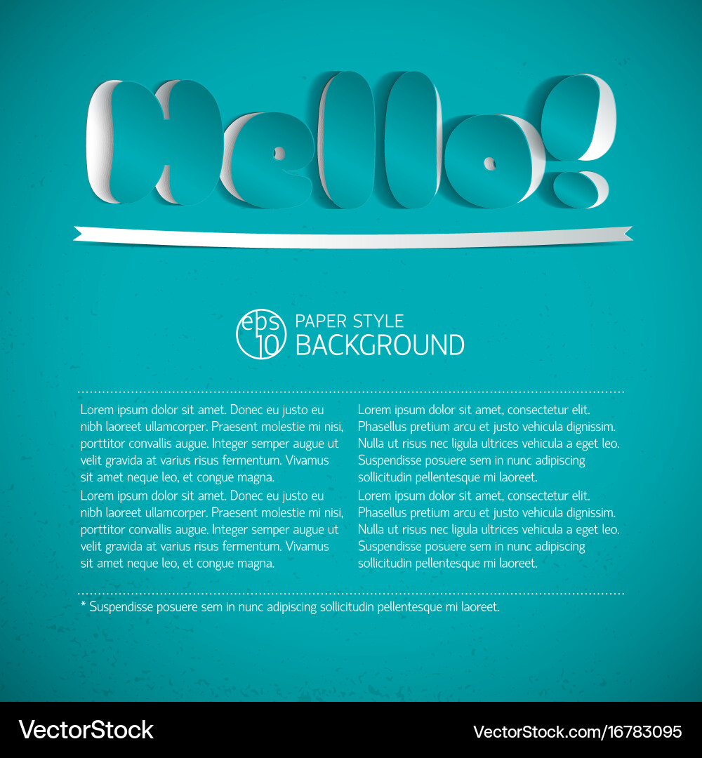 Hello signature cut from paper Royalty Free Vector Image