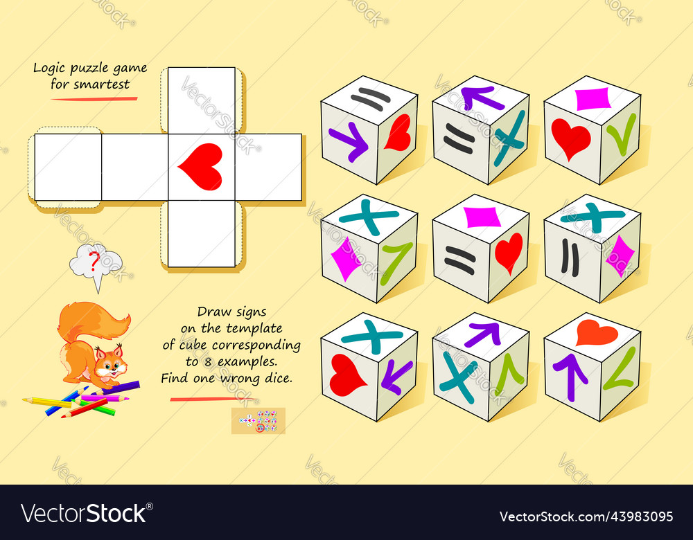 Logic game for smartest draw signs Royalty Free Vector Image
