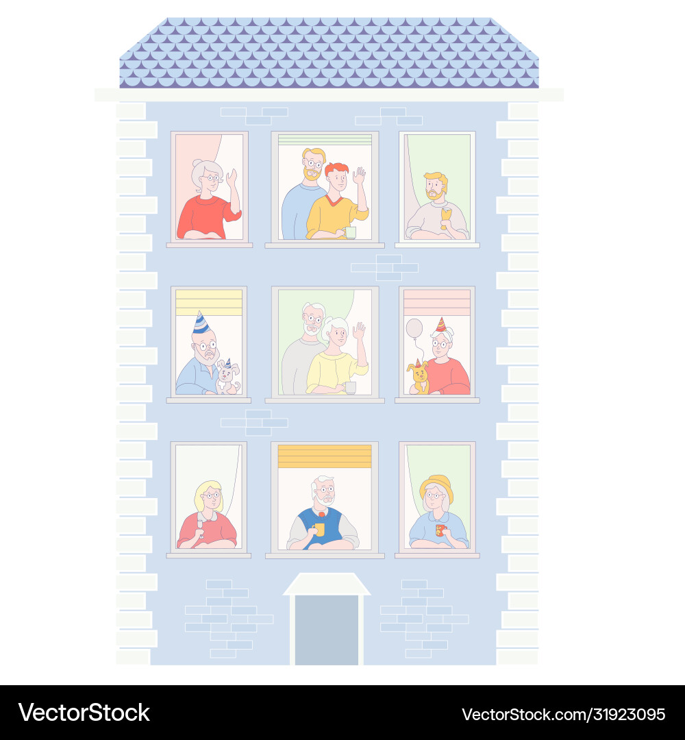 People in window frames neighbors who live Vector Image
