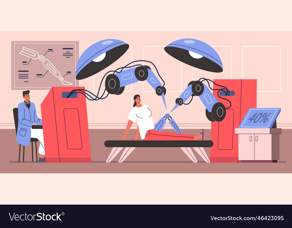 Remote operation process bionic medical Royalty Free Vector