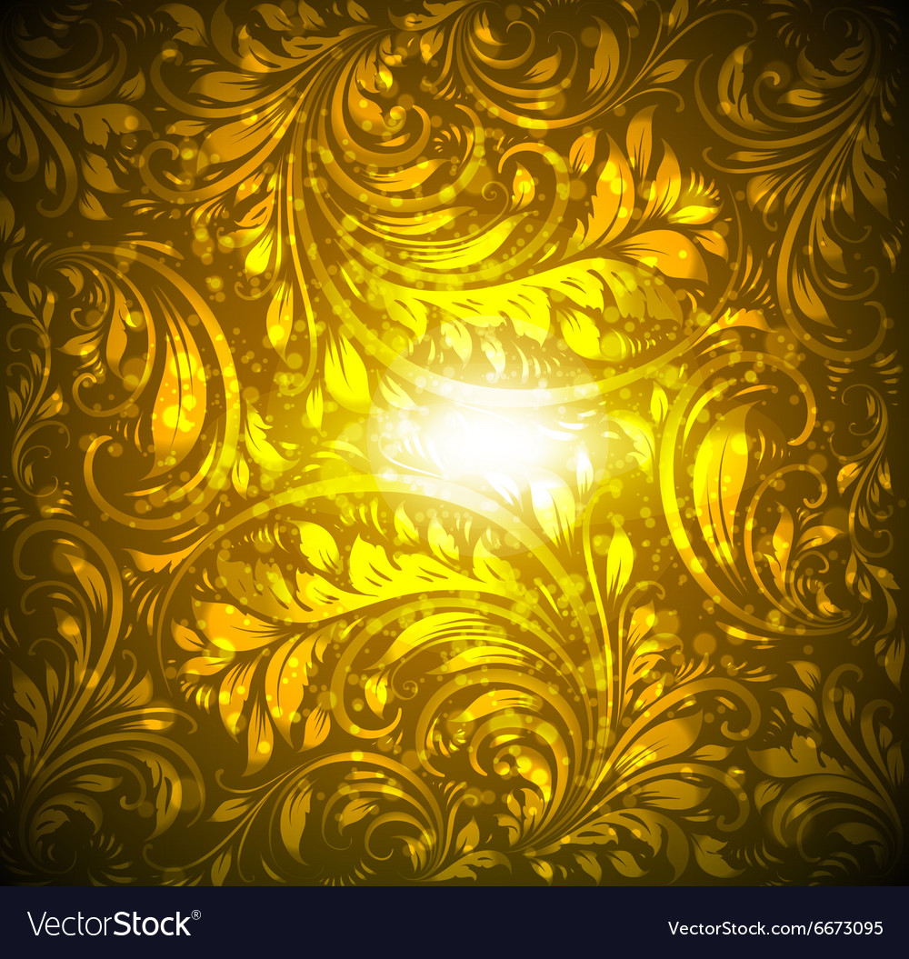 Seamless gold floral wallpaper Royalty Free Vector Image