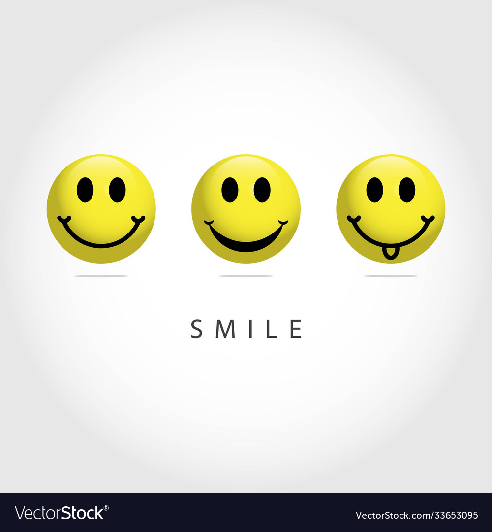 Smile emoticon template design Royalty Free Vector Image
