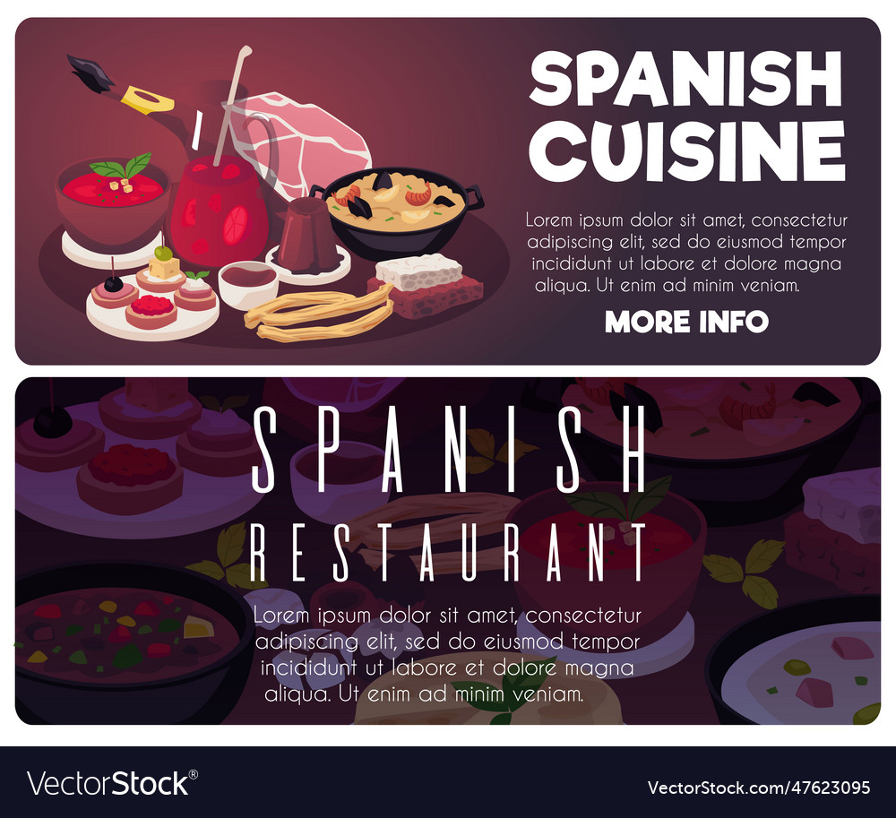 Spanish cuisine posters or banners collection Vector Image