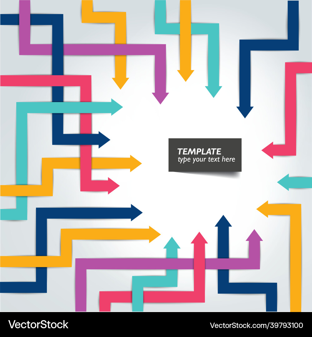 Arrows pointing to the centre infographics set Vector Image