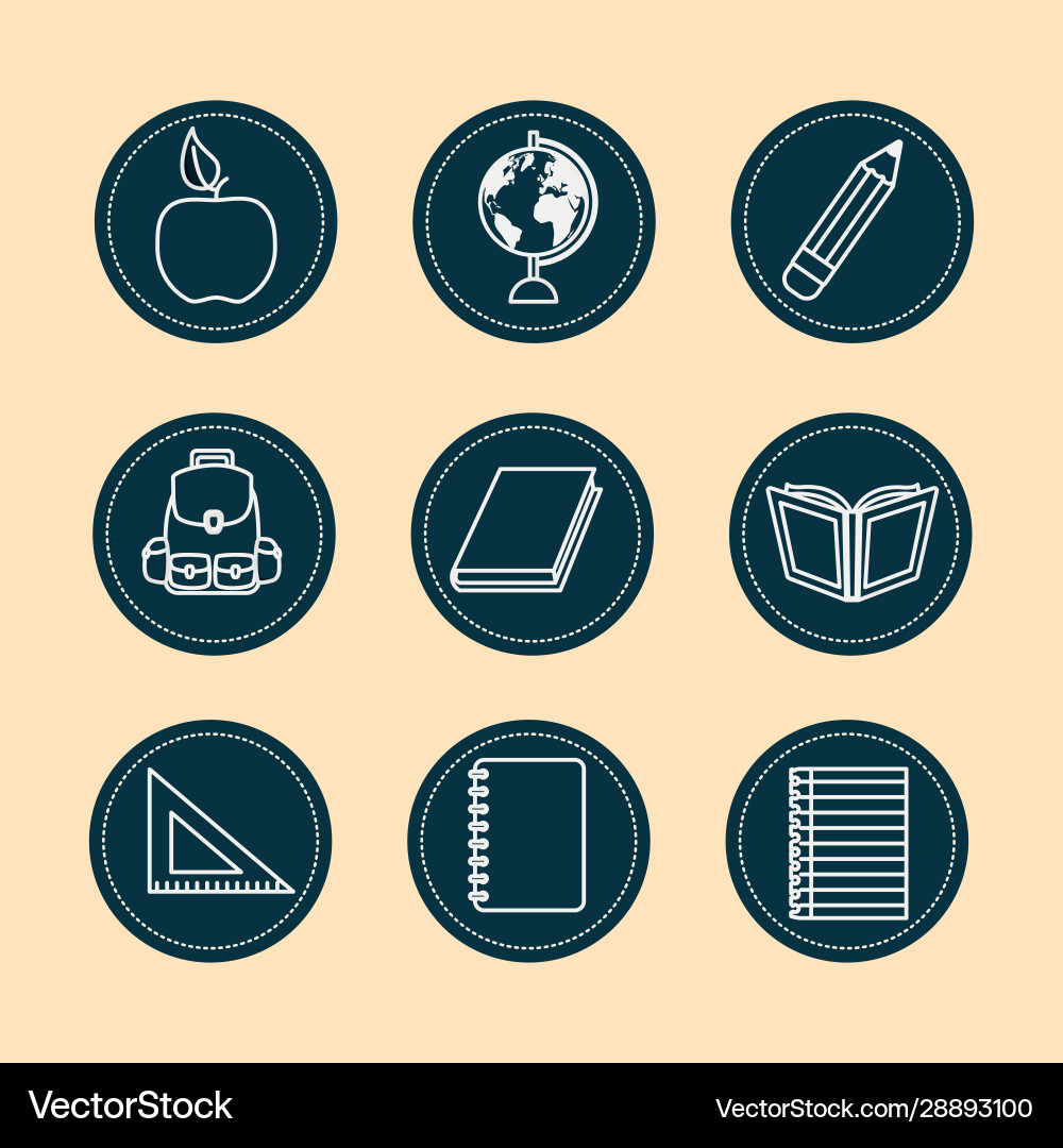 Bundle school set supplies Royalty Free Vector Image