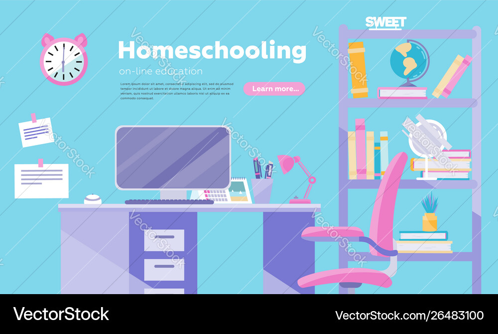 Homeschooling inflat cartoon Royalty Free Vector Image