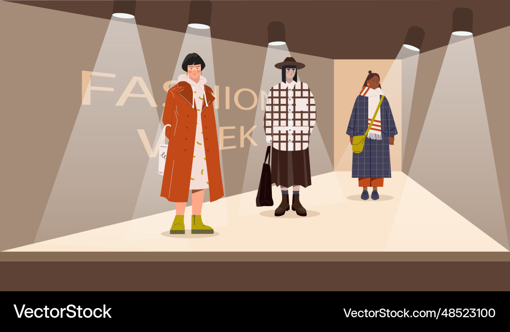 Models at fashion week concept Royalty Free Vector Image