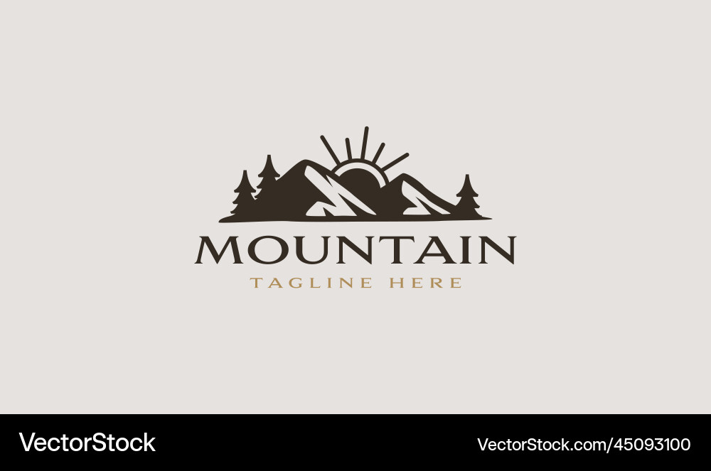 Mountain and sun rays mount peak hill nature Vector Image