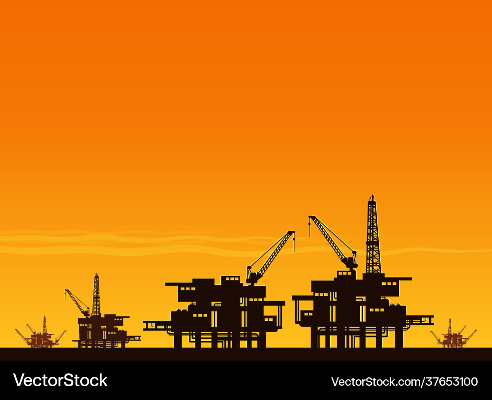 Oil derrick in sea Royalty Free Vector Image - VectorStock