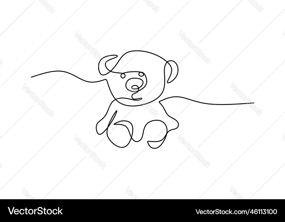 One continuous single line of teddy bear doll Vector Image
