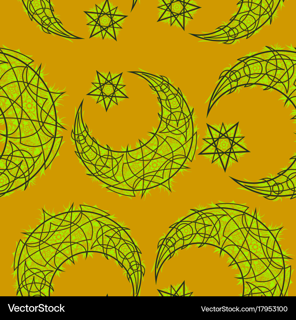 Oriental pattern moon and stars islam arabic Vector Image