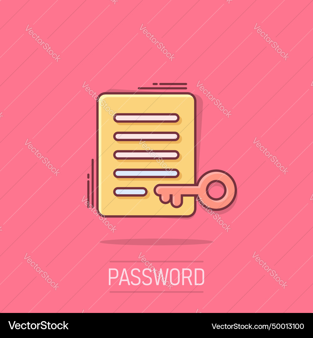 Password account icon in comic style keyword Vector Image
