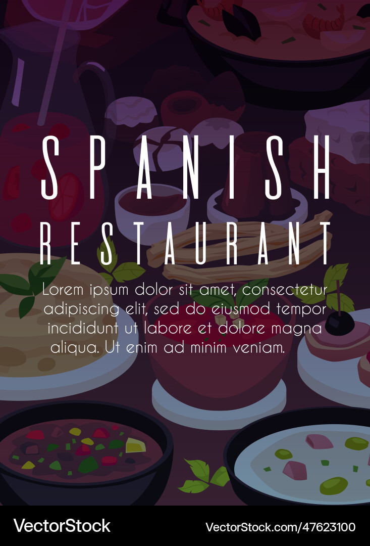 Poster or vertical banner for spanish restaurant Vector Image