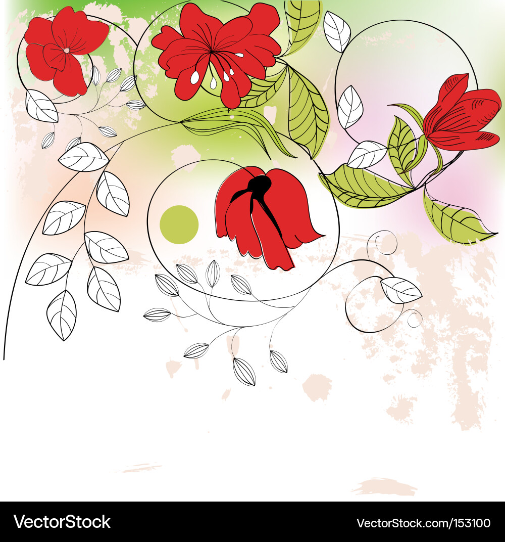 Red flowers on colorful background Royalty Free Vector Image